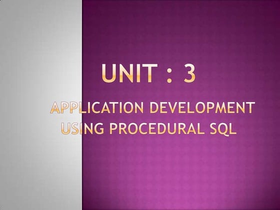 Lecture Notes Unit5 Chapter17 Stored Procedures And Functions Ppt 2185