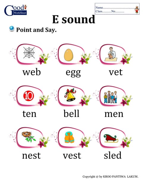 แผนการจัดการเรียนรู้ที่ 2 phonics a and e sound | PDF