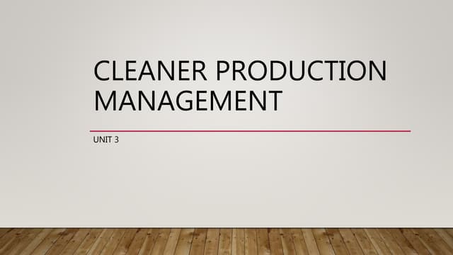 Cleaner production techniques | PDF