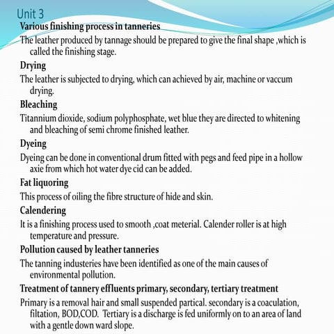 Unit 3- Pollution and treatment of tanner and efflunt | PPTX