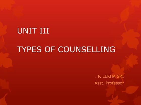 PRINCIPLES OF COUNSELLING | PPT
