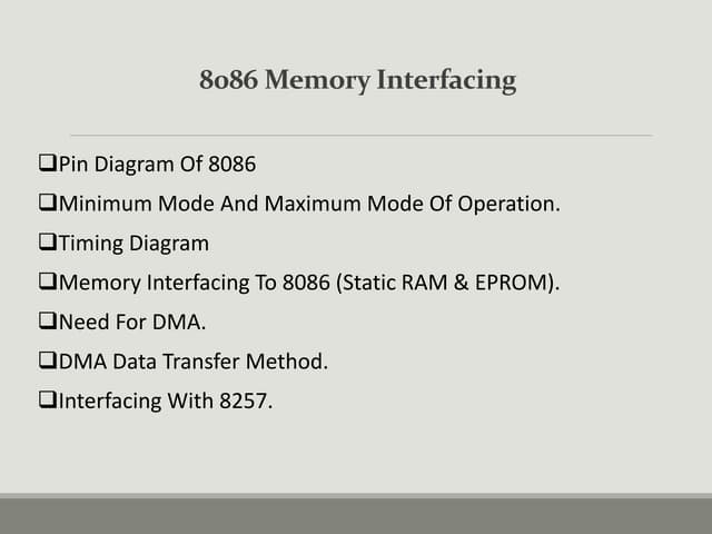 Memory Interfacing Of 8086 With Dma 8257 Ppt