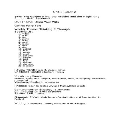 Unit 3 Story 2 The Golden Mare... | DOCX