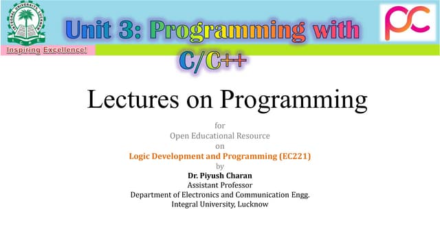 Unit 3 lectures on programming | PDF Unit 3 lectures on programming | PDF