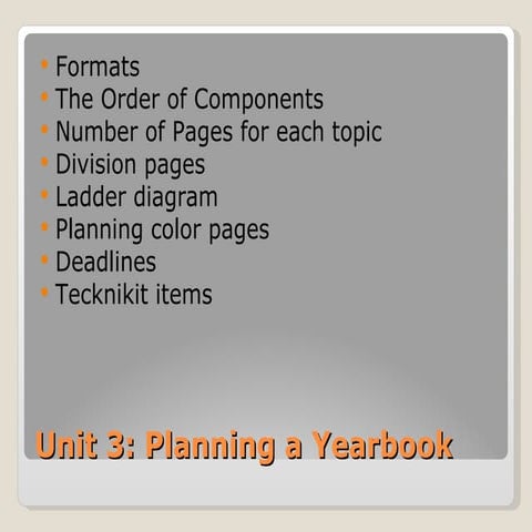 Unit 3 Planning A Yearbook | PPT