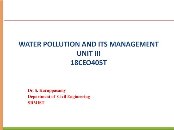 Unit operations; processes in waste water treatment | PPTX