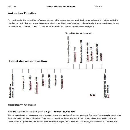 Unit 33 stop motion animation timeline task 1 | PDF