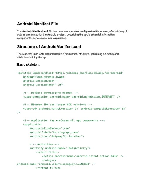 Unit 3 Android Manifest Filepdf Android Manifest File Pdf