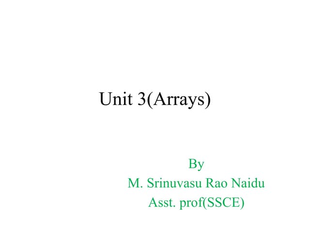 Unit 3(Arrays).pptx arrays topics in the c lang | PPT Unit 3(Arrays).pptx arrays topics in the c lang | PPT
