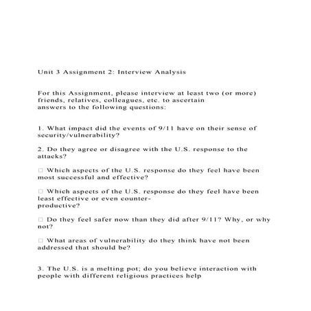 Unit 3 Assignment 2 Interview Analysis For this As.docx