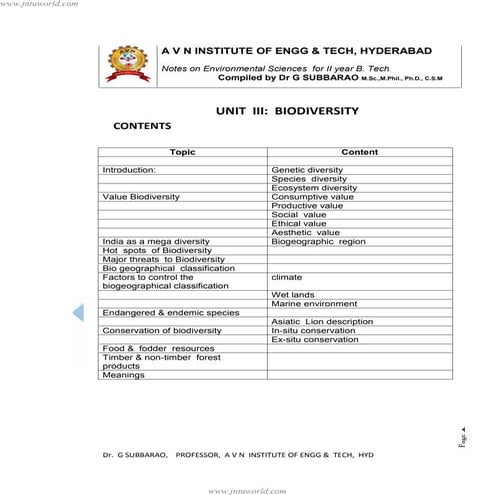 Unit 3 biodiversity | PDF
