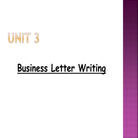Unit 3 Business letter writing presentat | PPTX