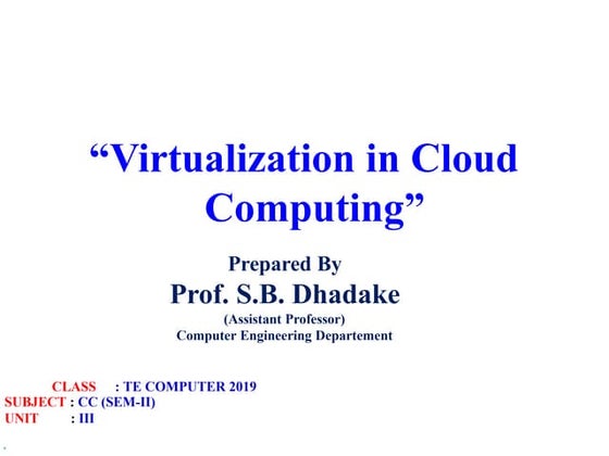 Virtualization in cloud computing | PPTX