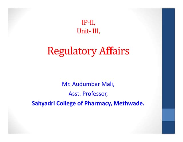 Unit 3 Regulatory affairs.pdf | Pharmaceutical Industry | Industries