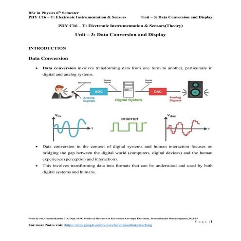 Unit – 3:Data Conversion and display | PDF