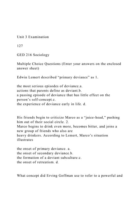 Crime and deviance mcq with answers in bold | DOCX | Crime & Harmful ...