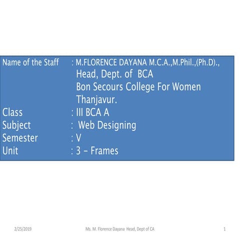 M.FLORENCE DAYANA WEB DESIGN -Unit 3 (frames) | PPT