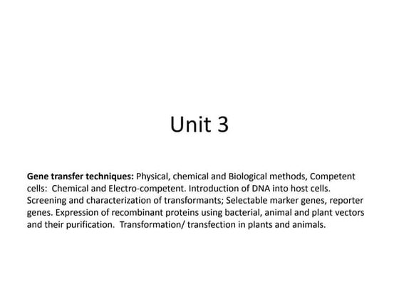 Transfection methods (DNA to host cell) | PPTX