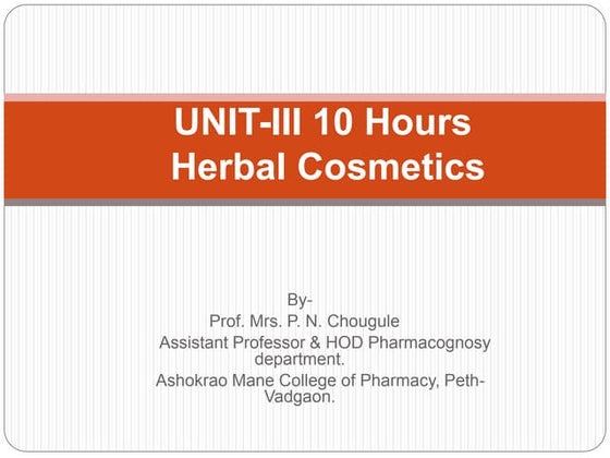Evaluation of Herbal Drugs unit 4 | PPT