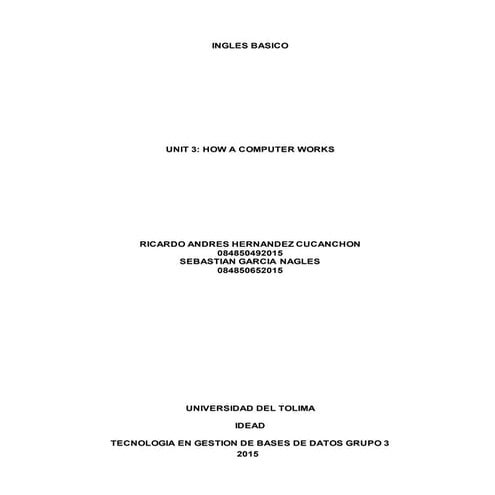 Unit 3 how a computer works | PDF