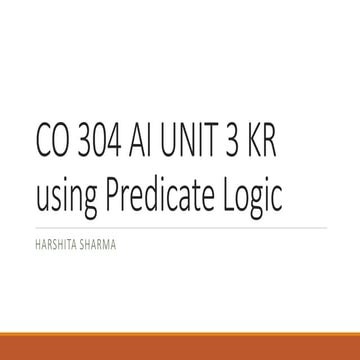 Knowledge Representation Using Predicate Logic Pdf Programming