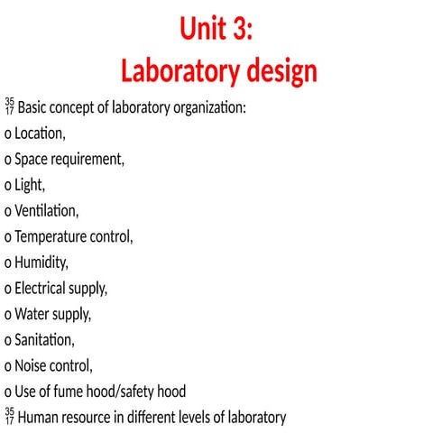 Unit 3 Laboratory design in medical laboratory | PPTX