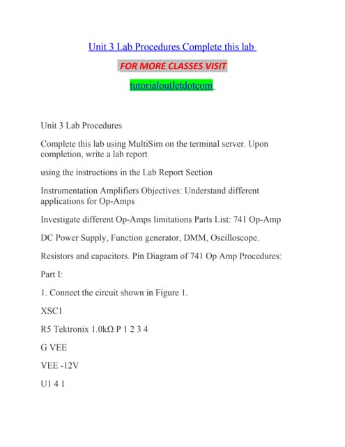 Unit 3 lab procedures complete this lab/tutorialoutlet | PDF Unit 3 lab procedures complete this lab/tutorialoutlet | PDF