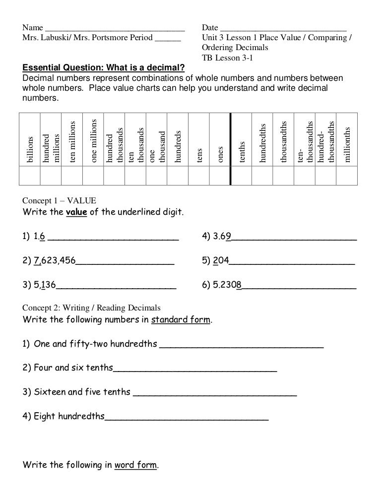 Unit 3 lesson 1 Place Value Comparing Ordering unit-3-lesson-1-place-value-comparing-ordering