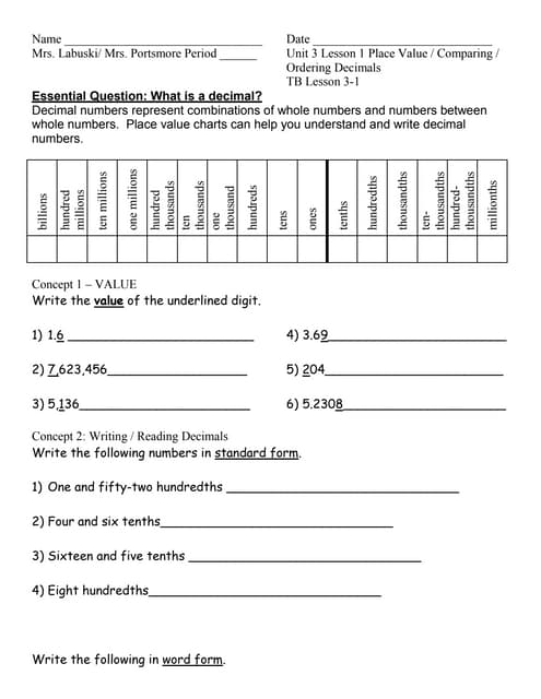 Mathematics for 6th Grade: Numbers and Number Sense | PPTX | Science