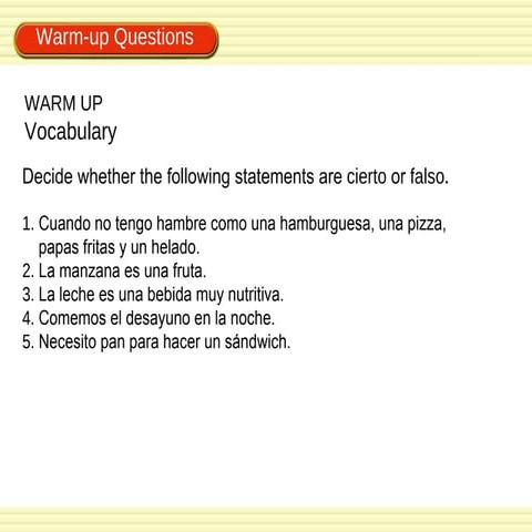 Unit 3 lesson 1 food estar, ir, compartir as ppt | PPT