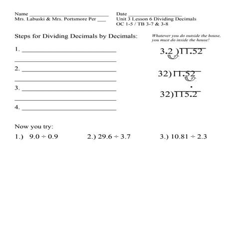 Unit 3 lesson 6 diving decimals | DOC