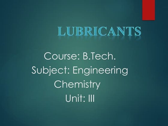 Lubrication ppt. | PPTX