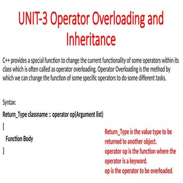 Unit 3 Operator Overloading and Inheritance.pptx