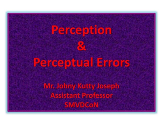 Perception in Psychology | PPT