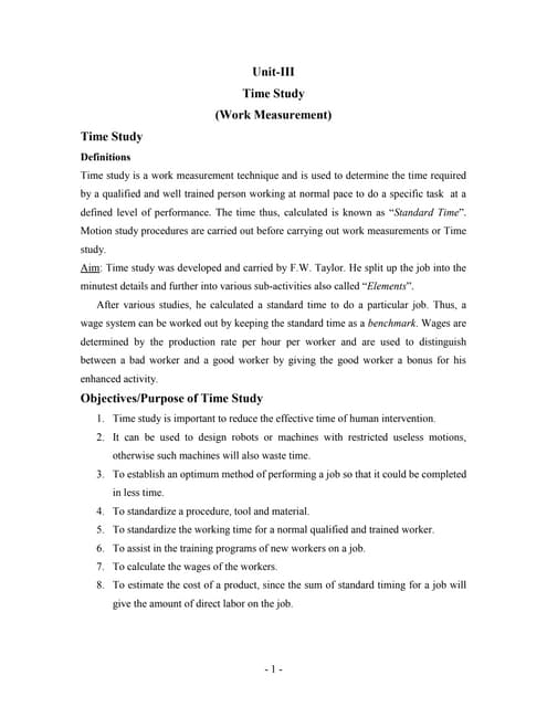 cycle time, normal time and standard allowance | PPTX