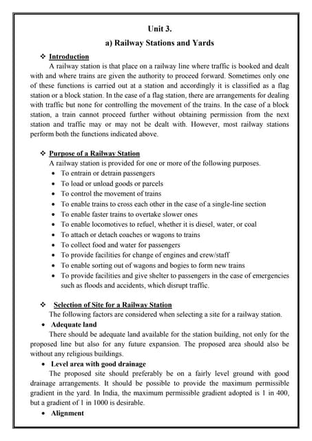 Station and Yards in Indian Railway | PDF