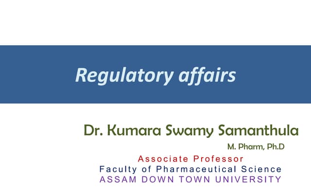Regulatory affairs in Pharmaceutical Industry | PPTX