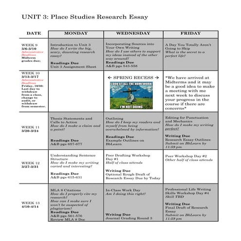 Unit 3 schedule | PDF