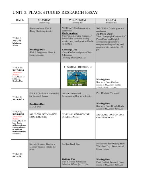 Unit 2 schedule | PDF