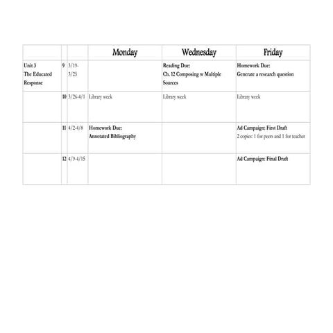 Unit 3 schedule | PPT