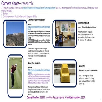 Unit 3 skills development camera shots & angles | PPTX