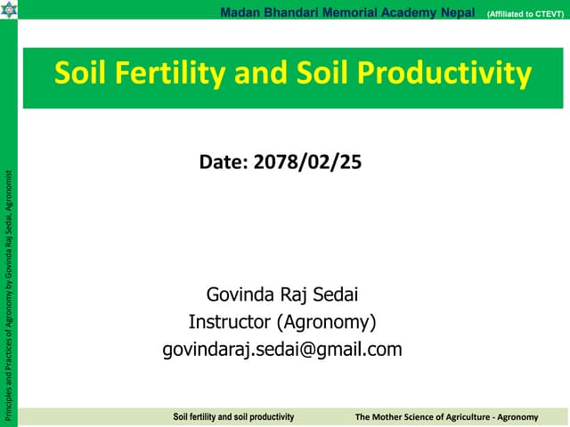 Unit 1 lecture-1 soil fertility and soil productivity | PDF
