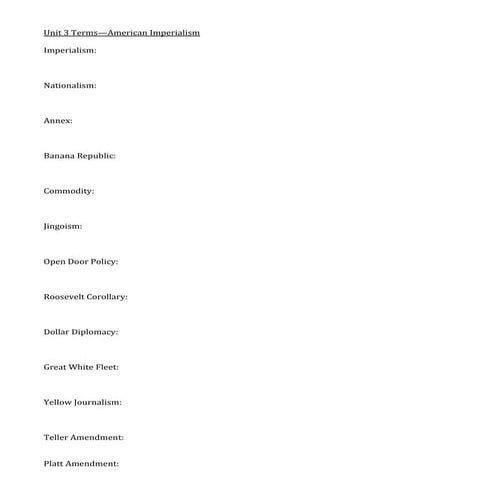 Unit 3 terms—american imperialism | DOCX