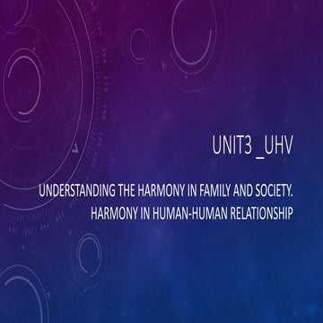 UNIVERSAL HUMAN VALUES - Harmony in the Family and Society | PPTX