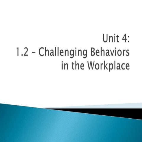 Unit 4: Challenging Behaviors | PPT