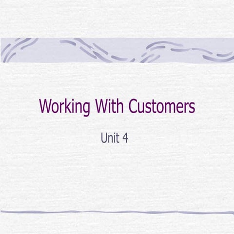 Unit 4 Customer Service | PPT