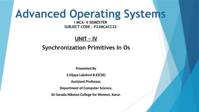 Advanced Operating Systems- Synchronization primitives in os | PPT Advanced Operating Systems- Synchronization primitives in os | PPT