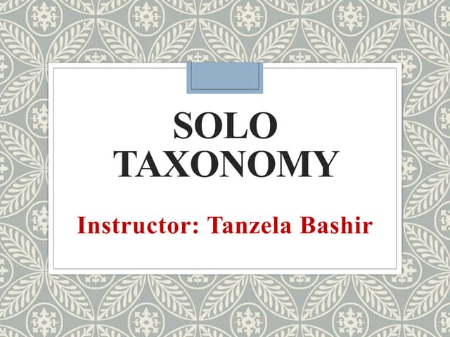 Introduction to SOLO taxonomy | PPTX