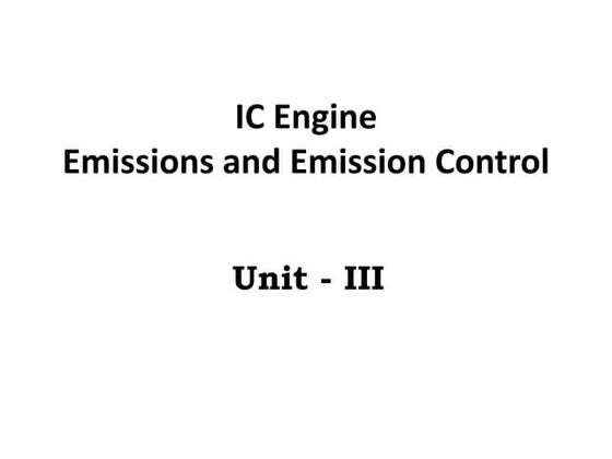 IC engines -emission and its control | PPTX | Chemistry | Science