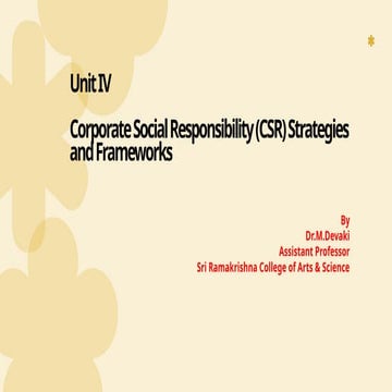 Corporate social Responsibility (CSR) Strategies and Frameworks | PPTX